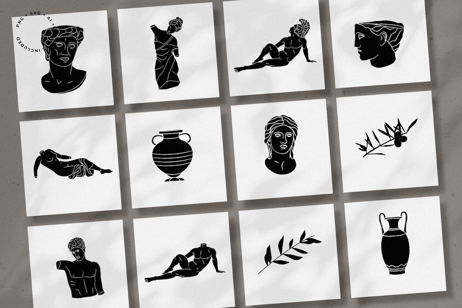 Antique Illustration SVG Kit / Antique Statue Illustrations in SVG ...