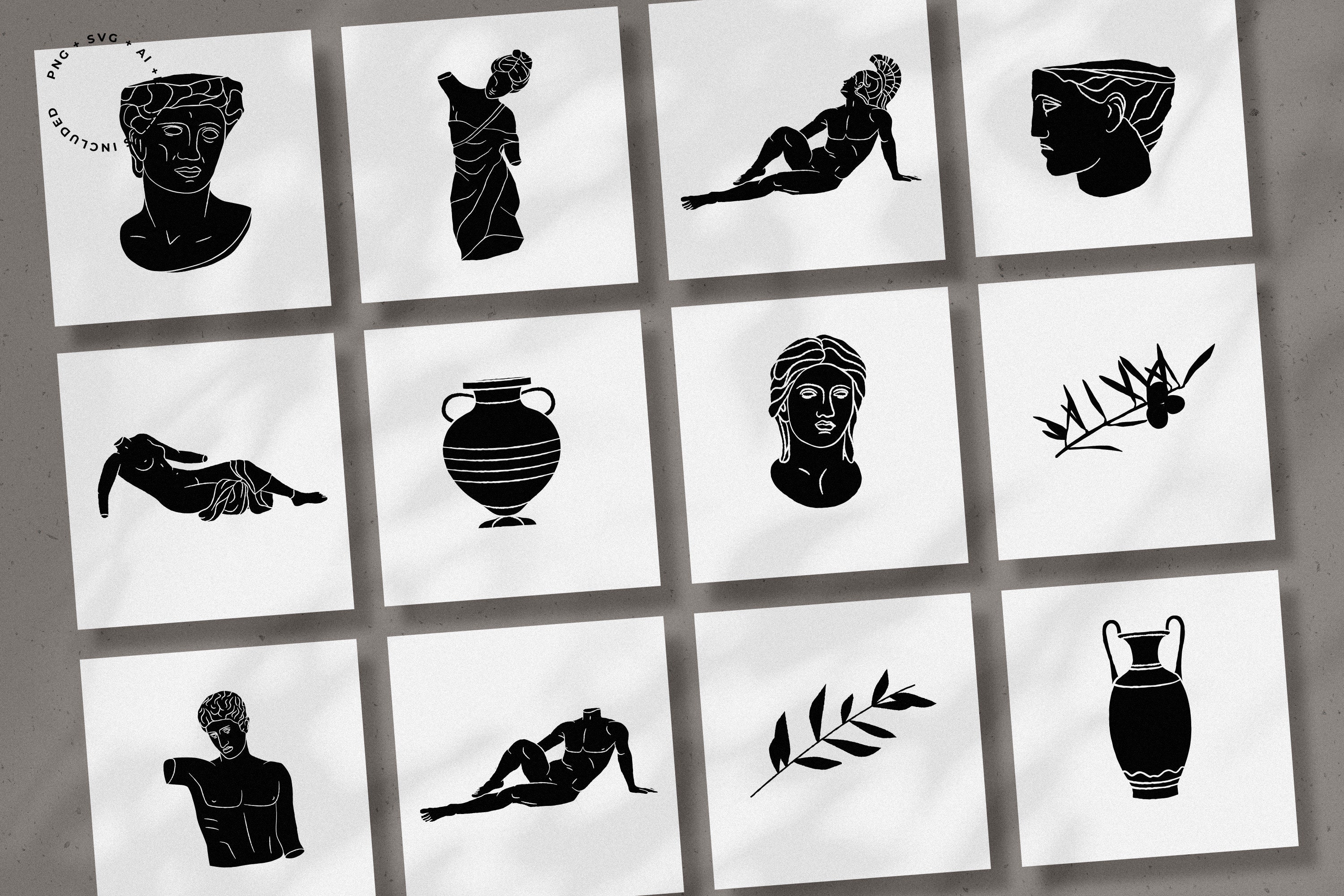 Antique Illustration SVG Kit / Antique Statue Illustrations in SVG ...