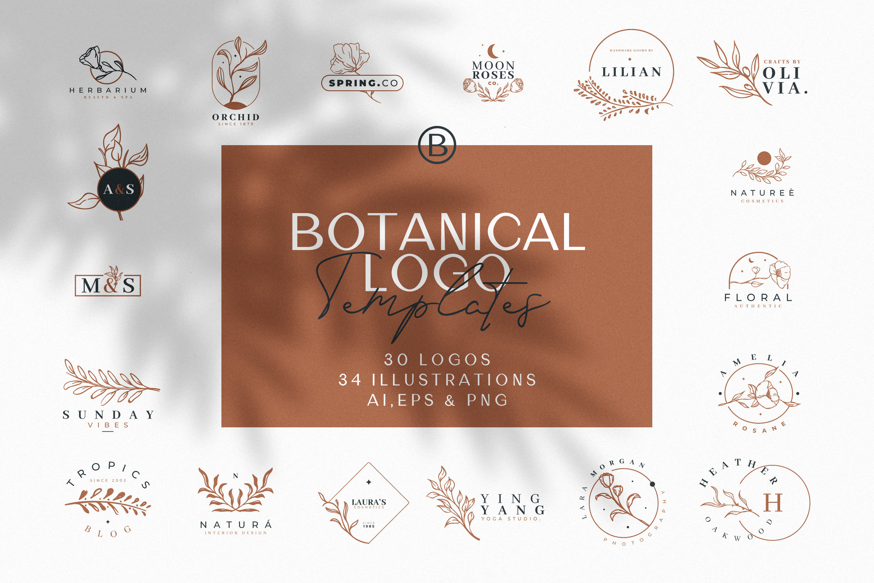 30 Hand Drawn Botanical Logos Premade Logos Logo Template - Etsy