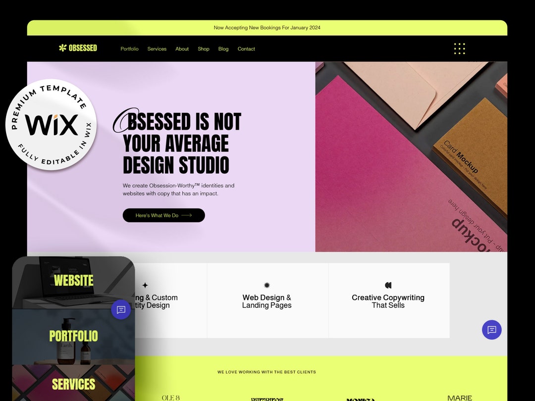 Obsessed Website Template for WIX / Premium Designer Website / Bold ...