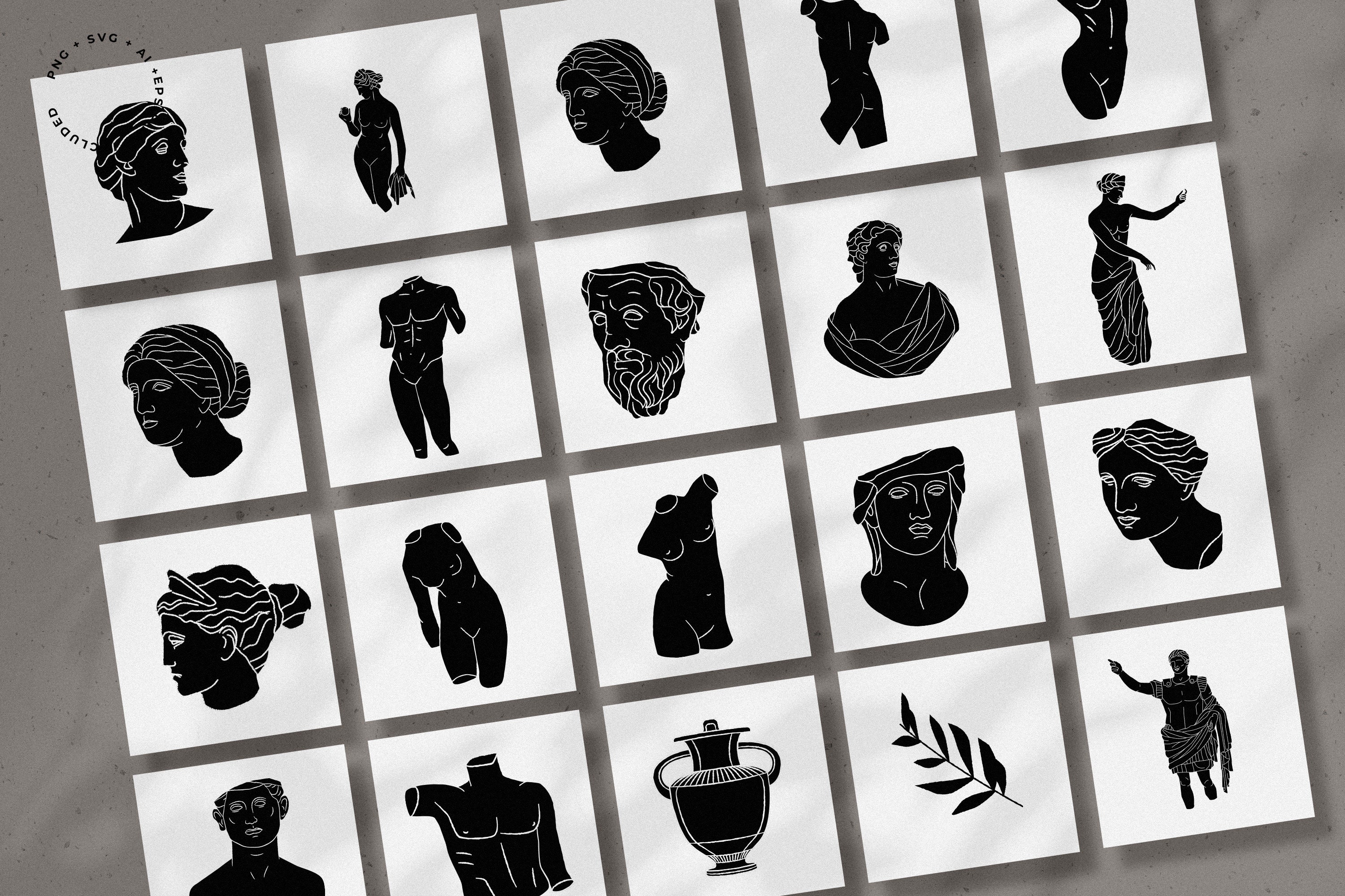 Antique Illustration SVG Kit / Antique Statue Illustrations in SVG ...