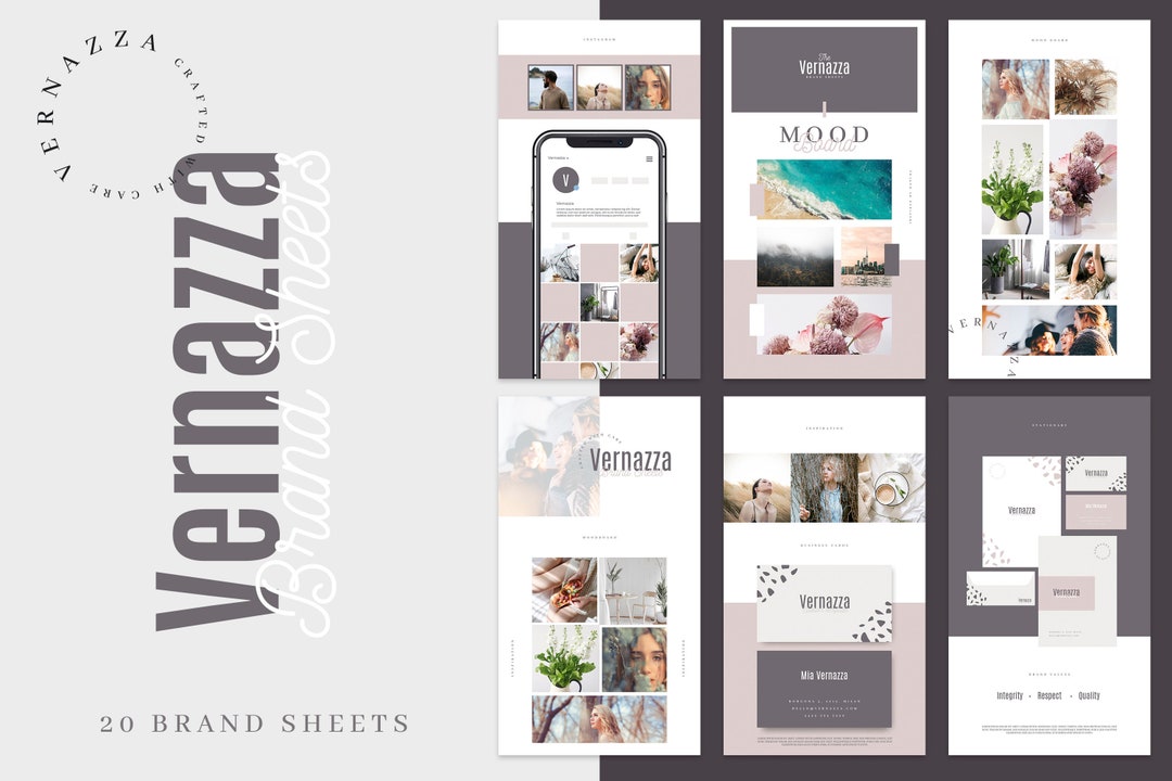 Vernazza Brand Sheet Bundle - Modern Brand Board Collection - Elegant ...