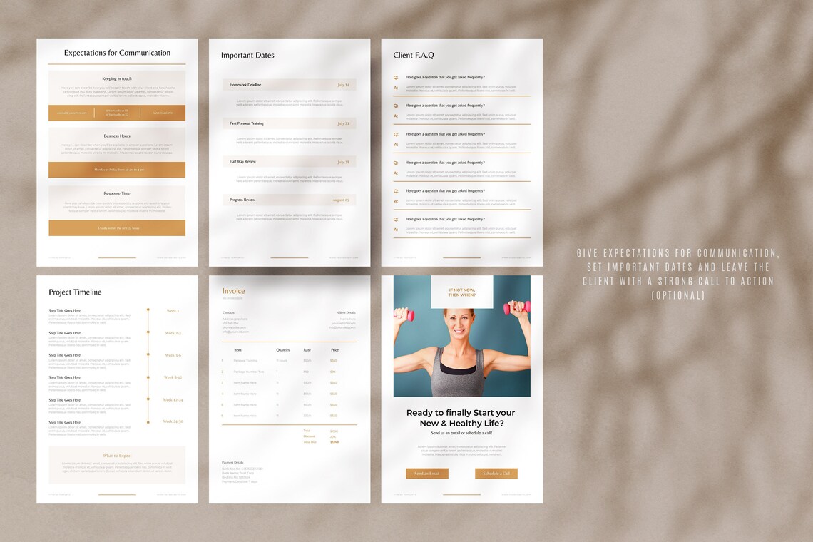 Fitness Client Welcome Kit CANVA / Fitness Coach Templates / Personal ...