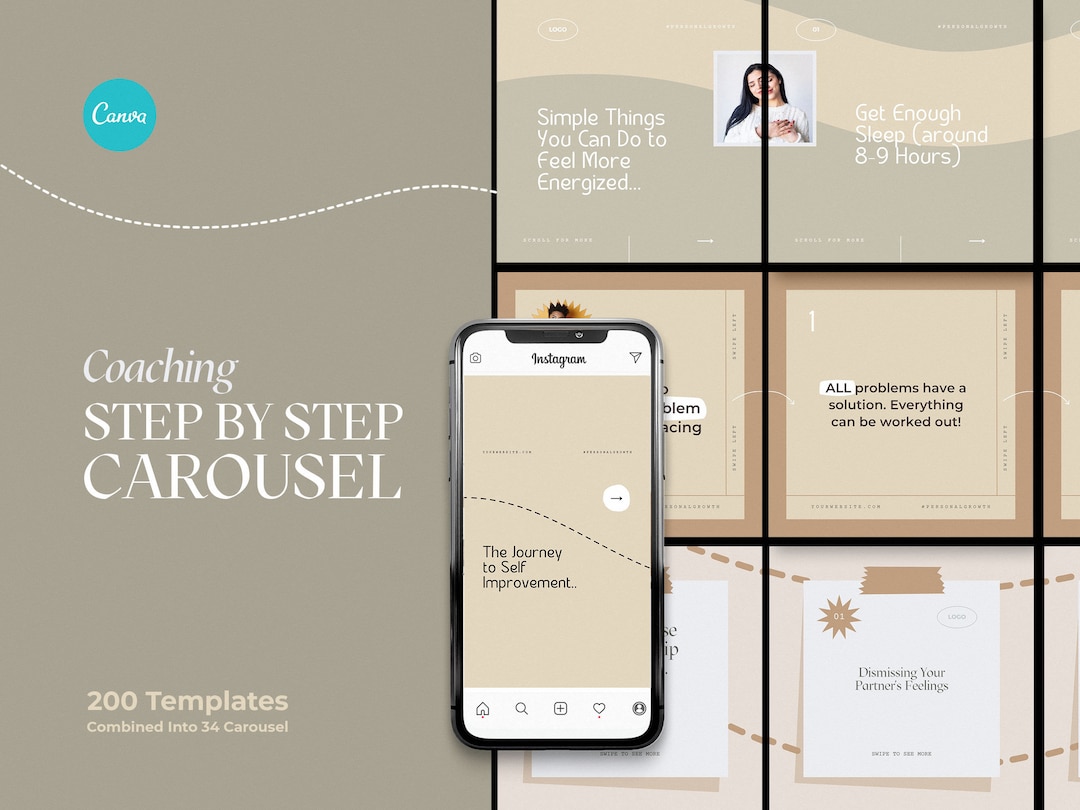 200 Step-by-step Coaching Carousel for CANVA - Etsy