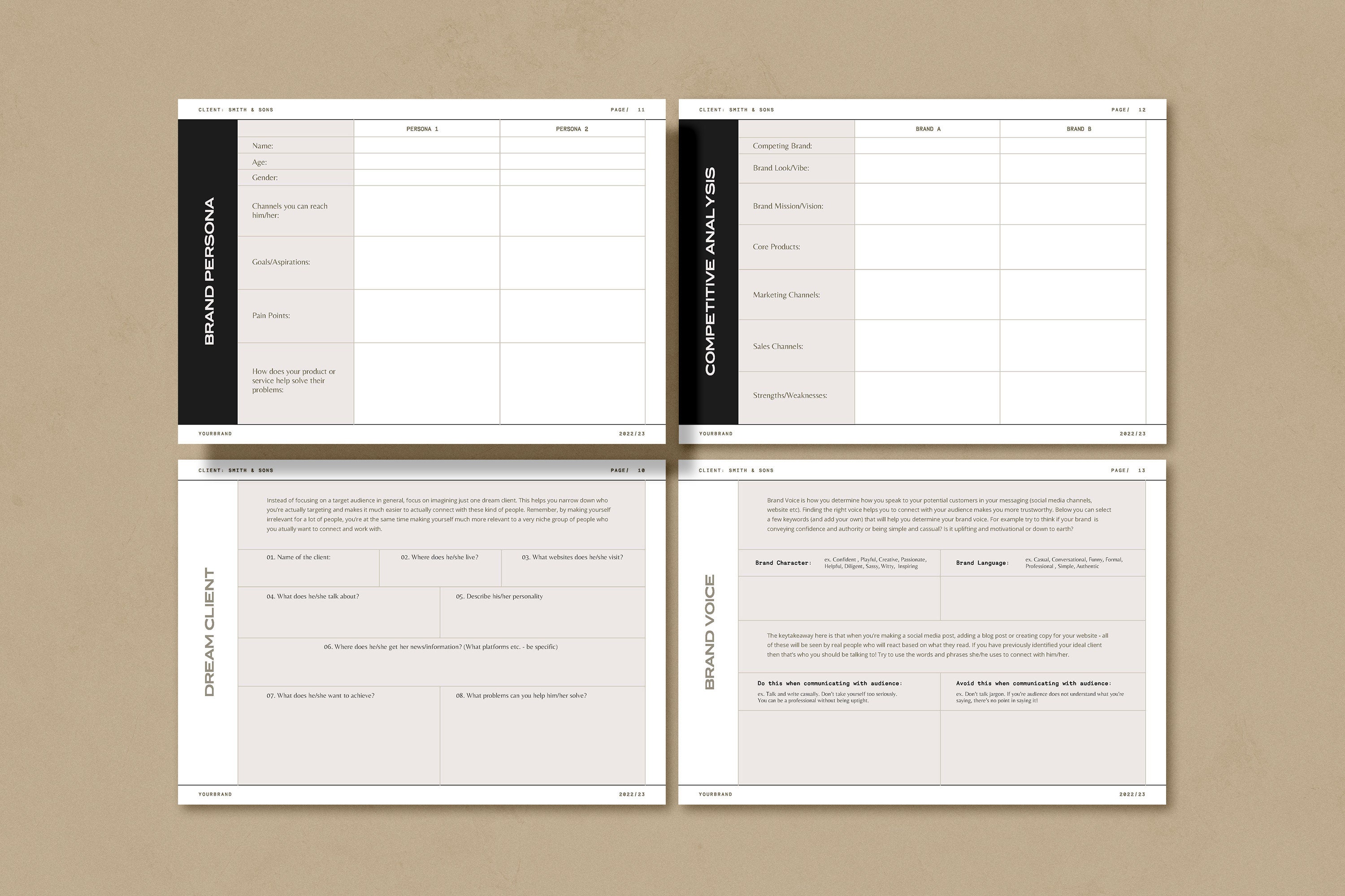 Interactive Branding Workbook / Brand Designer Workbook Templates ...