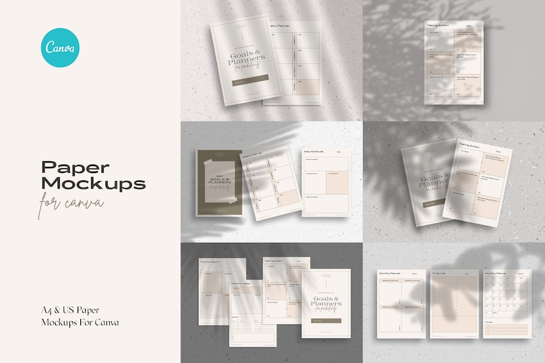 Canva A4 & US Paper Mockups - Etsy