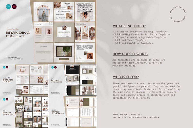 Ultimate Branding Expert Bundle for Canva and Indesign / 190 Ready Made ...