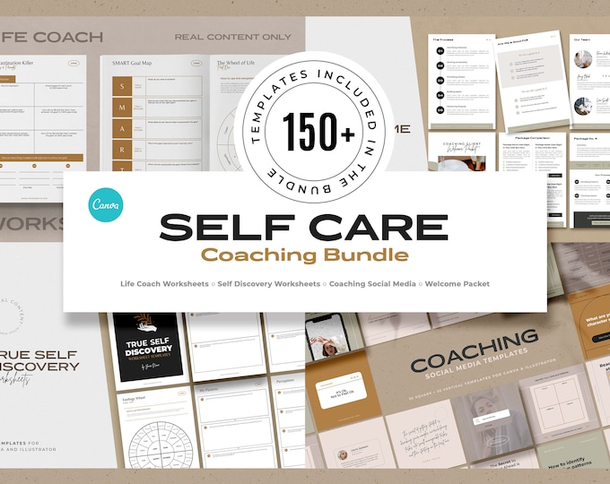 4 in 1 - Self Care Coaching BUNDLE / Therapy Worksheet Templates / Life ...