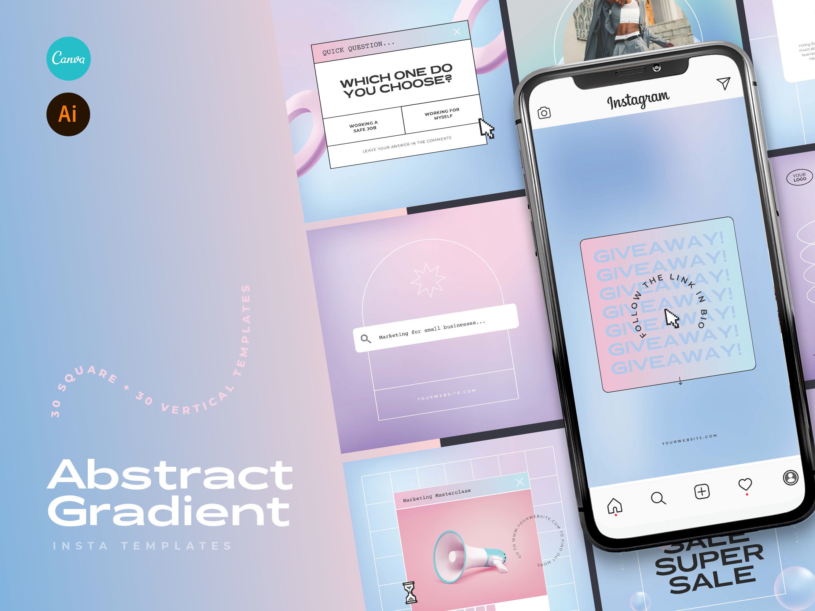 Abstract Gradient Instagram Templates for Illustrator and - Etsy