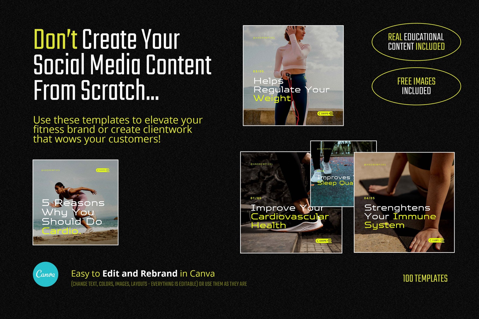 MAX Fitness Insta Carousel for CANVA / Instagram Carousel for Fitness ...