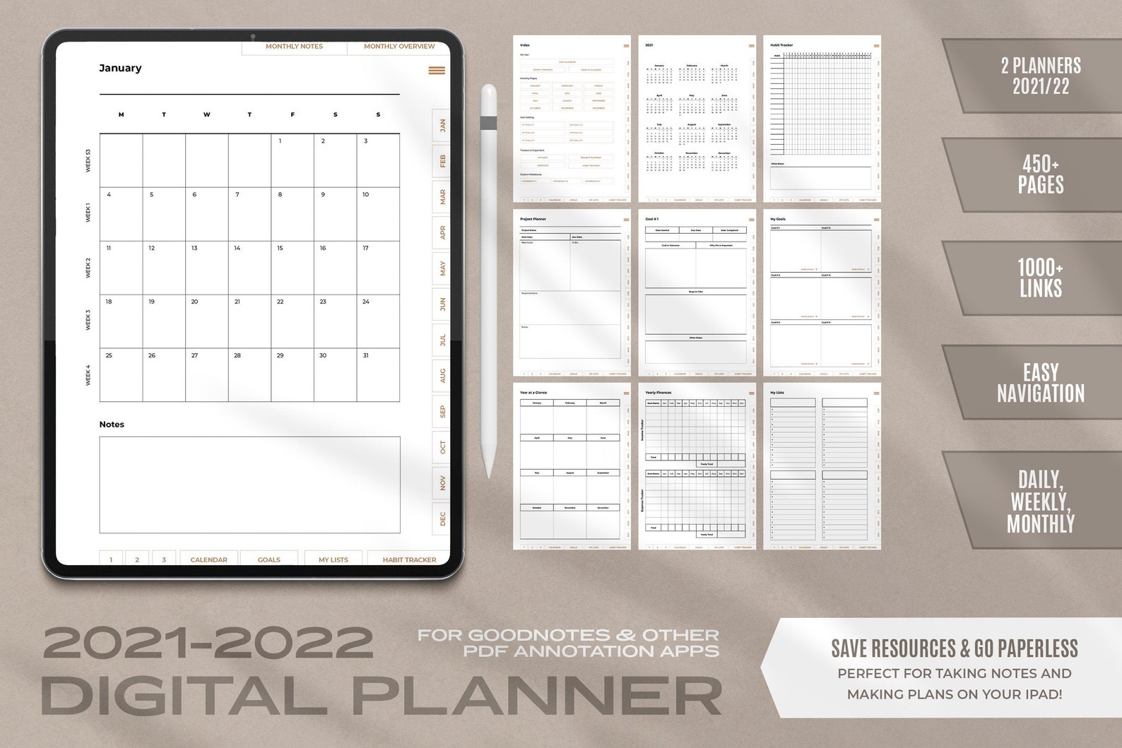 Goodnotes Planner / Digital PDF Planner Templates / Ipad | Etsy