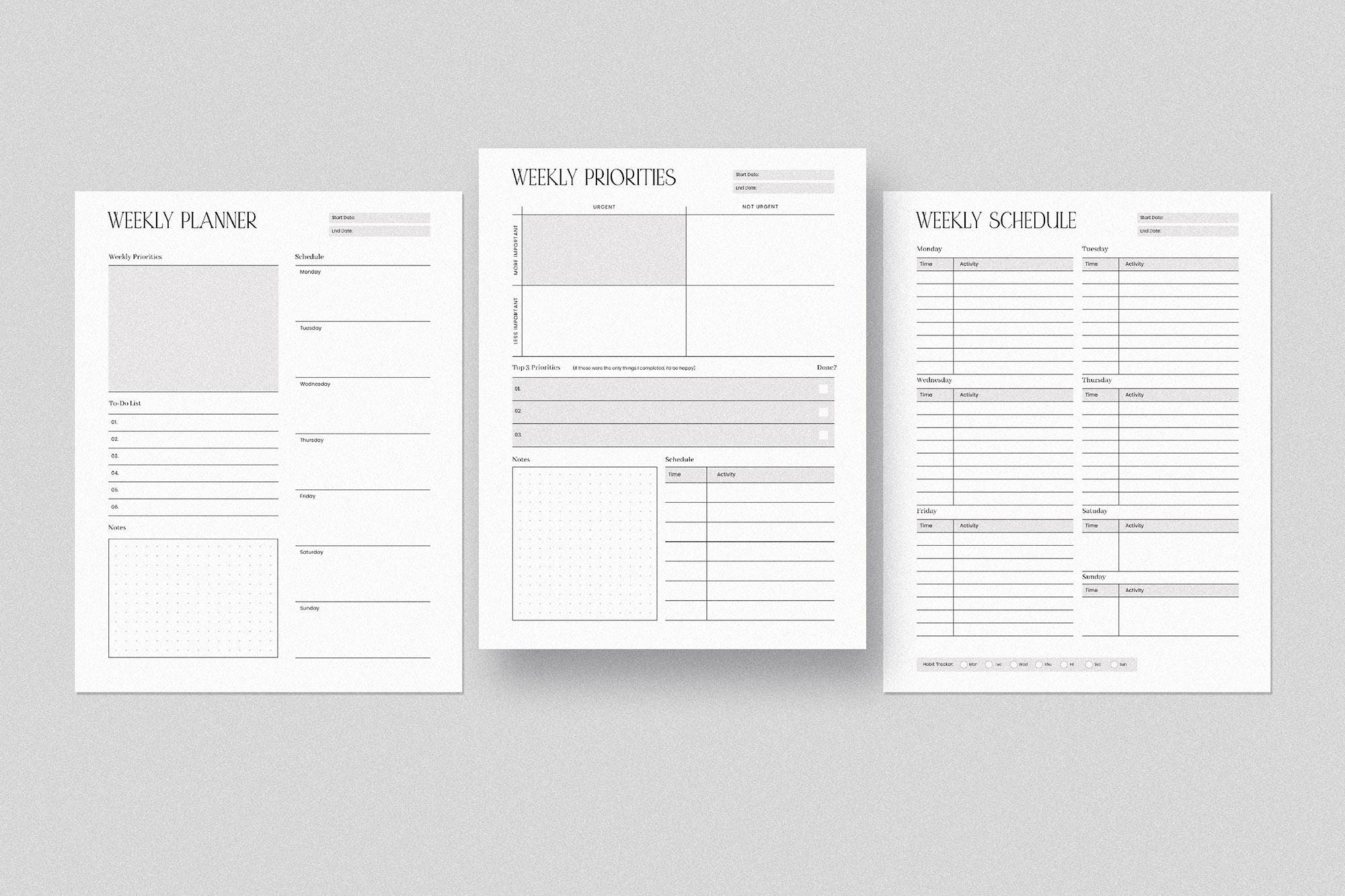 Premium Editable Planner Templates / for Illustrator and Canva / Daily ...