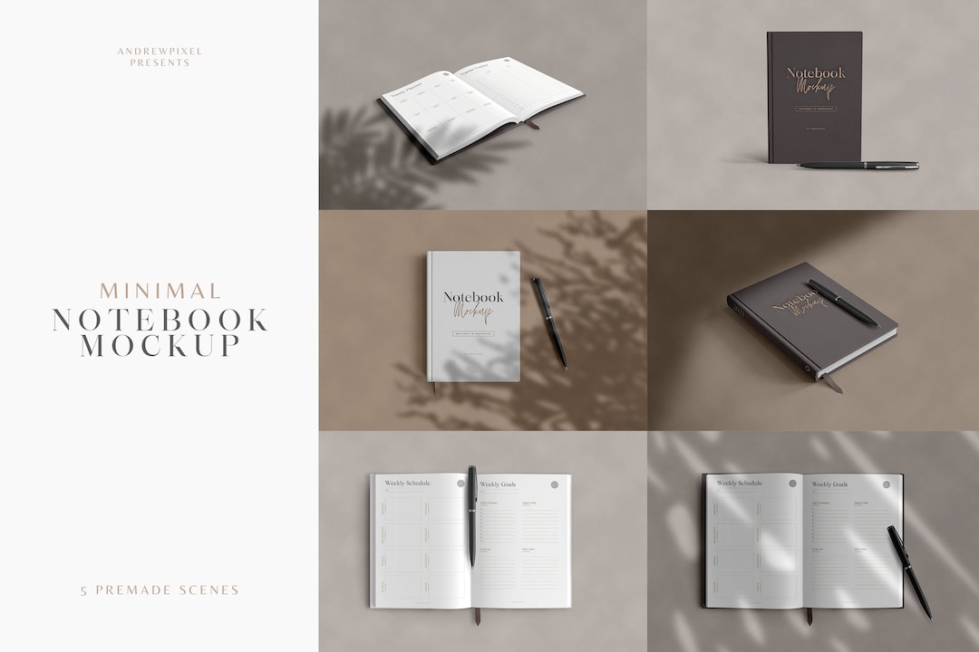 Minimal Notebook Mockups / Modern Journal Mockups / Diary Mockup / Book ...