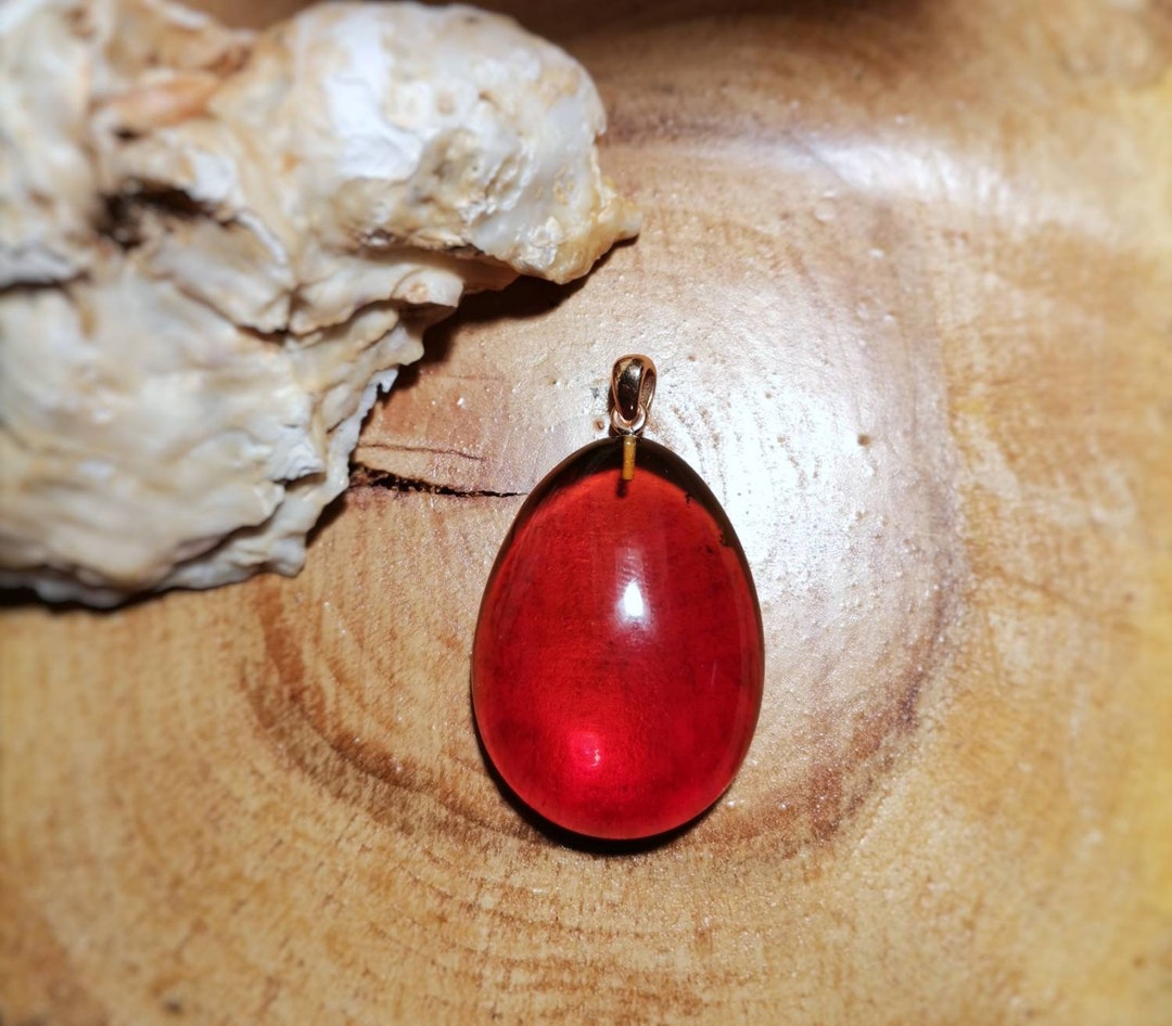 6,6 G Royal Red Amber Pendant Rubin With Silver 925 Holder - Etsy