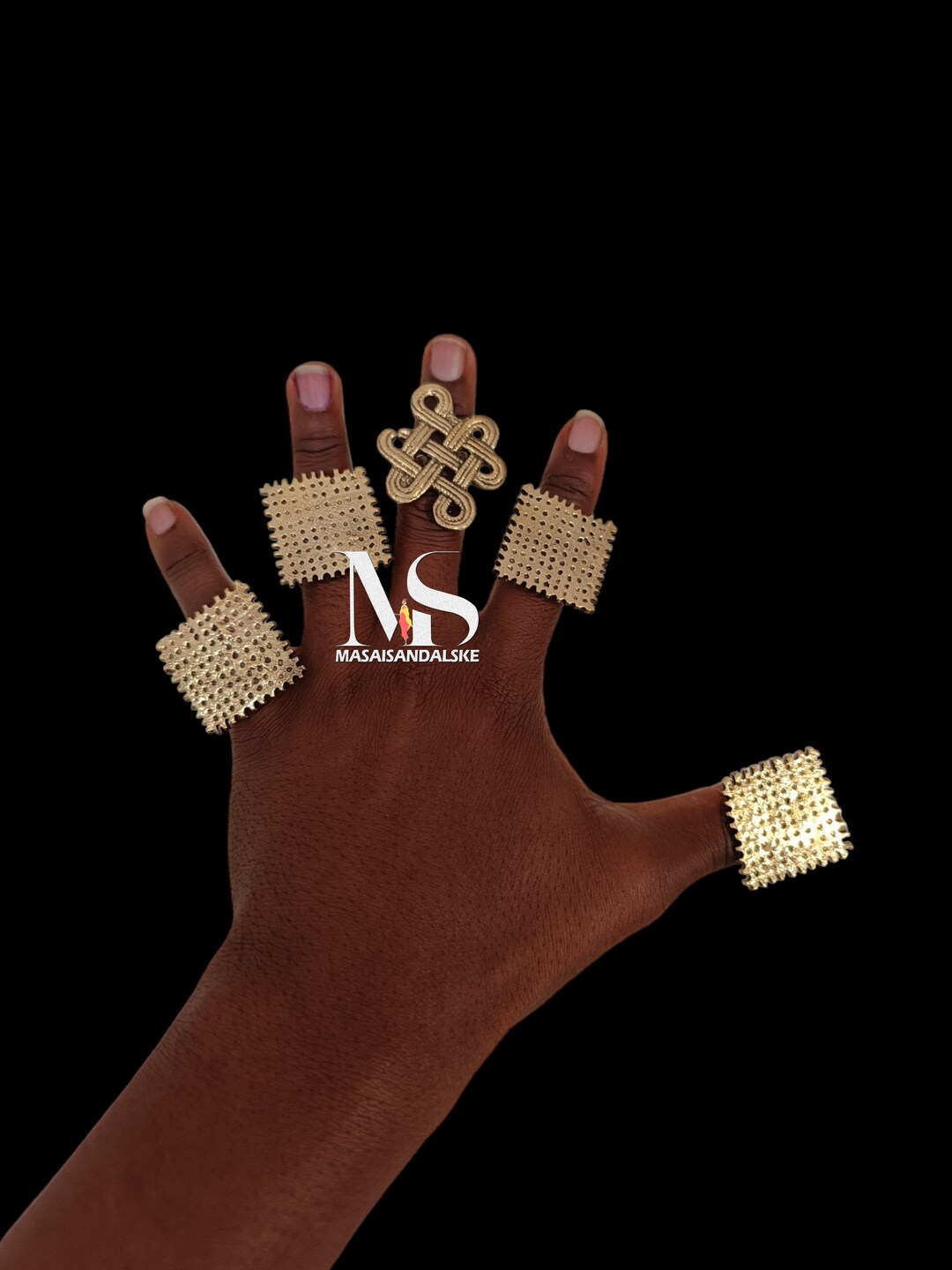 5 Adinkra Brass Rings, Adjustable Rings,brass Rings, African Rings ...