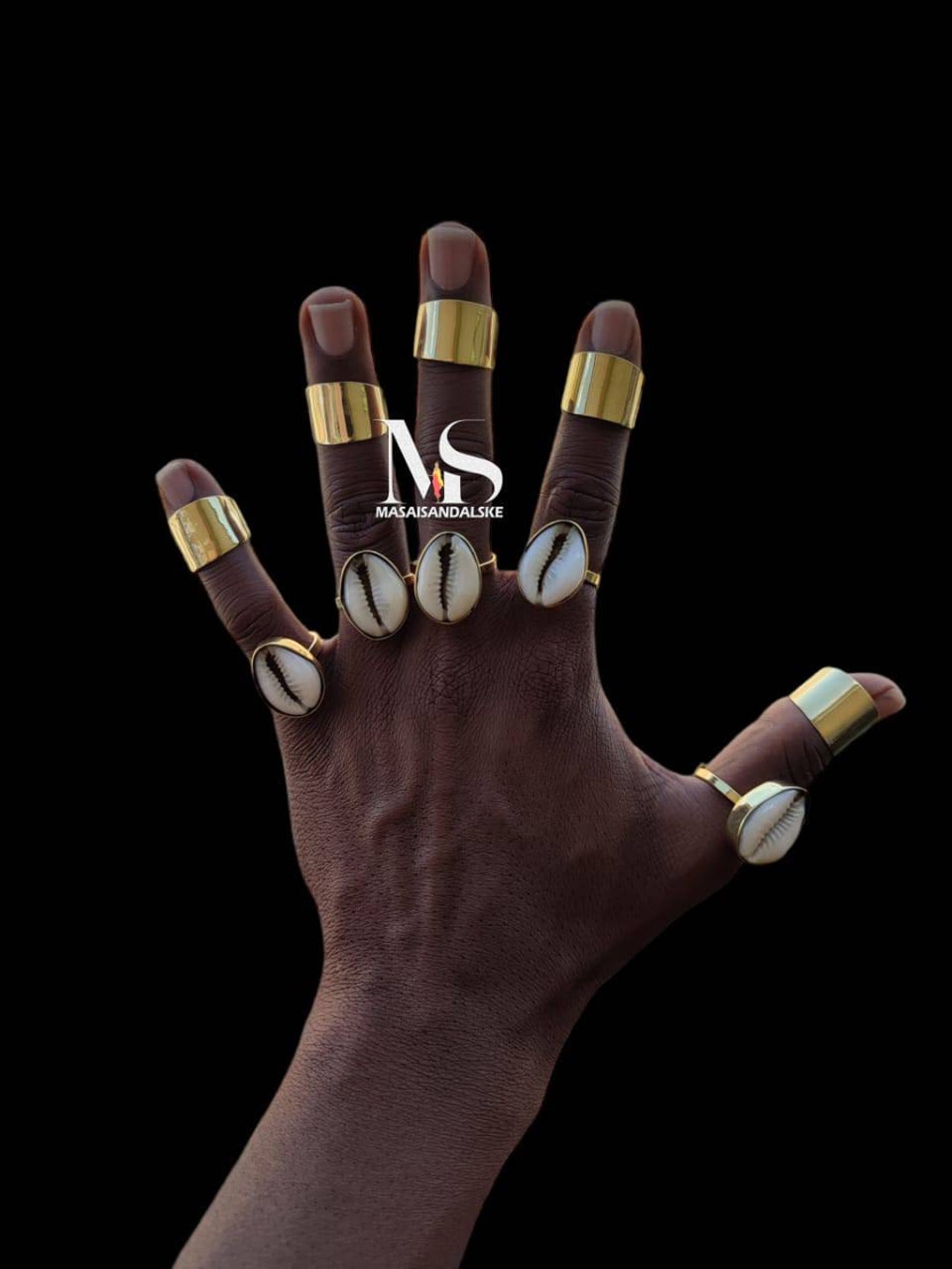 10 Cowrie Shell Brass and Knuckle Rings , Wholesale Brass Rings ...