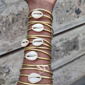 5 Cowrie Shell Bracelets ,african Brass and Cowrie Bracelets ...