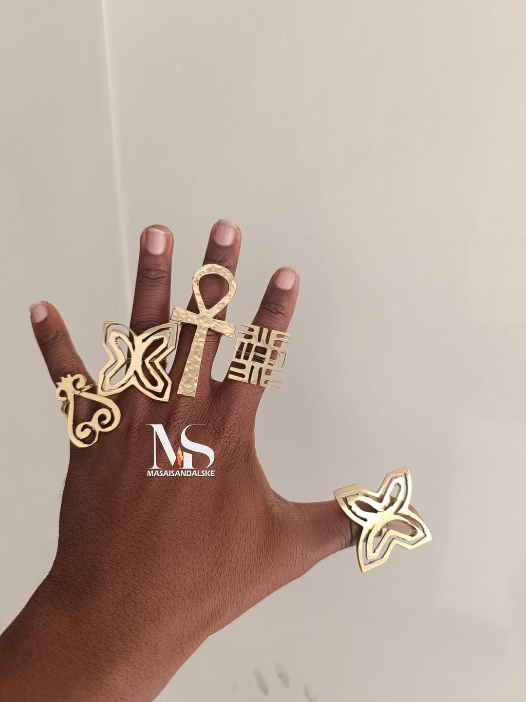 5 Adjustable Brass Rings, African Rings,brass Rings, Handmade Rings ...