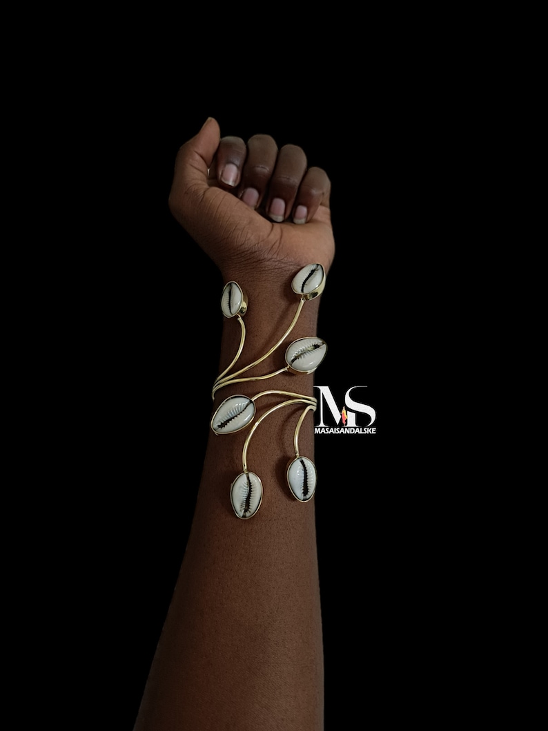 Cowrieshell Bracelet, Adjustable Brass Bracelet,cuff Bracelets, African ...