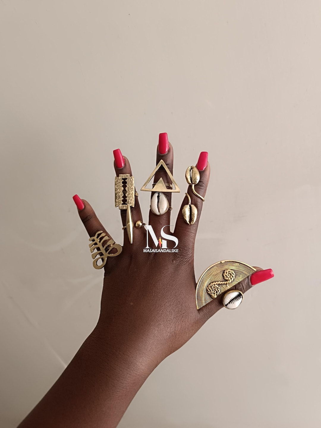 7 Adjustable Brass Rings, Brass Rings, African Rings, Statement Rings ...