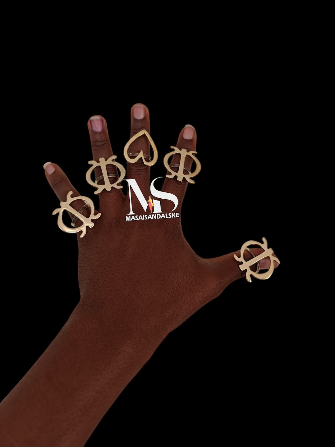 5 Adinkra Brass Rings, Adjustable Rings,brass Rings, African Rings ...