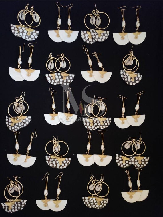 Wholesale brass earrings Assorted brass earrings wholesale Maasai earrings African brass and bone earrings women brass earrings