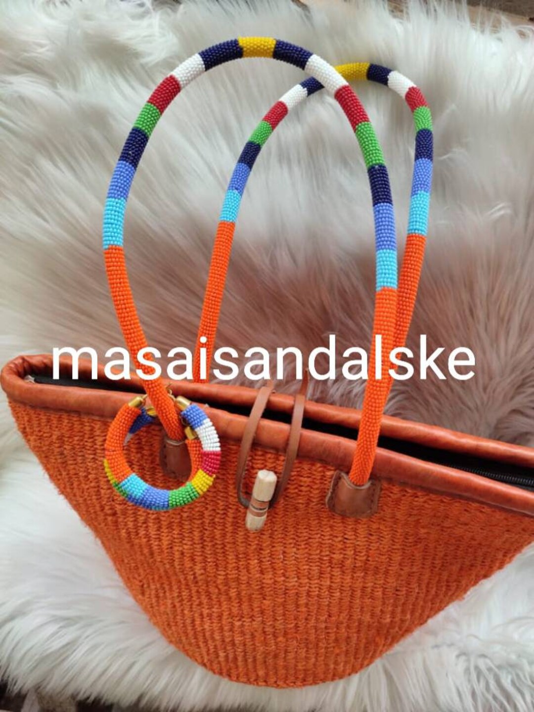 African Sisal Bag , Beaded Sisal Bag , Handmade Bag , Handwooven Bag ...