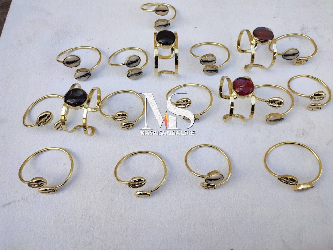 10 Cowrie Shell Bracelets ,african Brass and Cowrie Bracelets ...