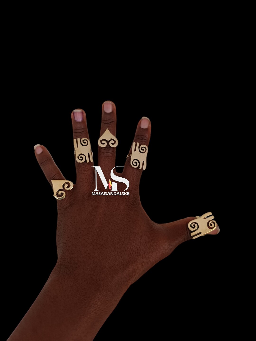 5 Adinkra Brass Rings, Adjustable Rings,brass Rings, African Rings ...