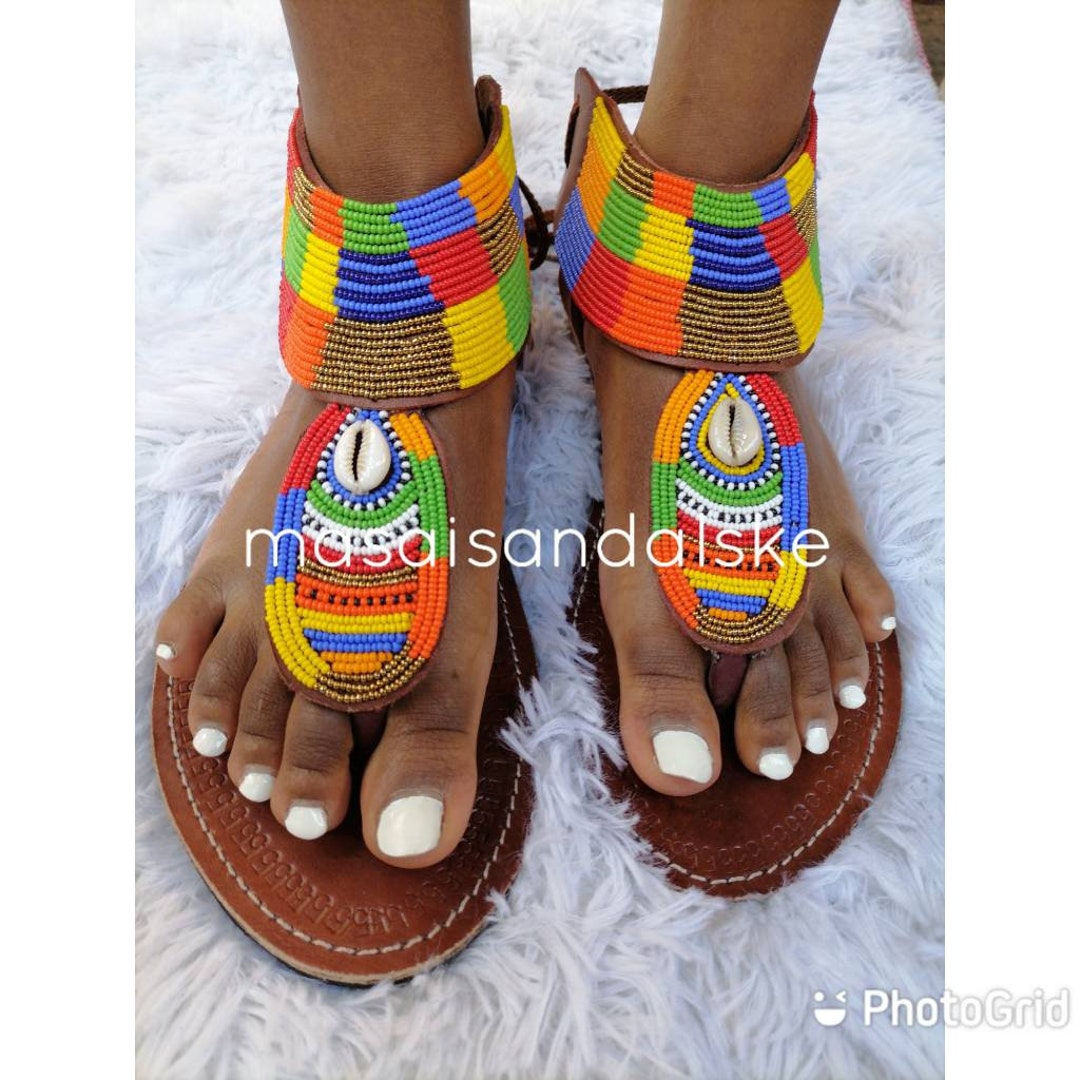 Maasai Sandals , Multi Color Sandals , African Gladiator Sandals ...