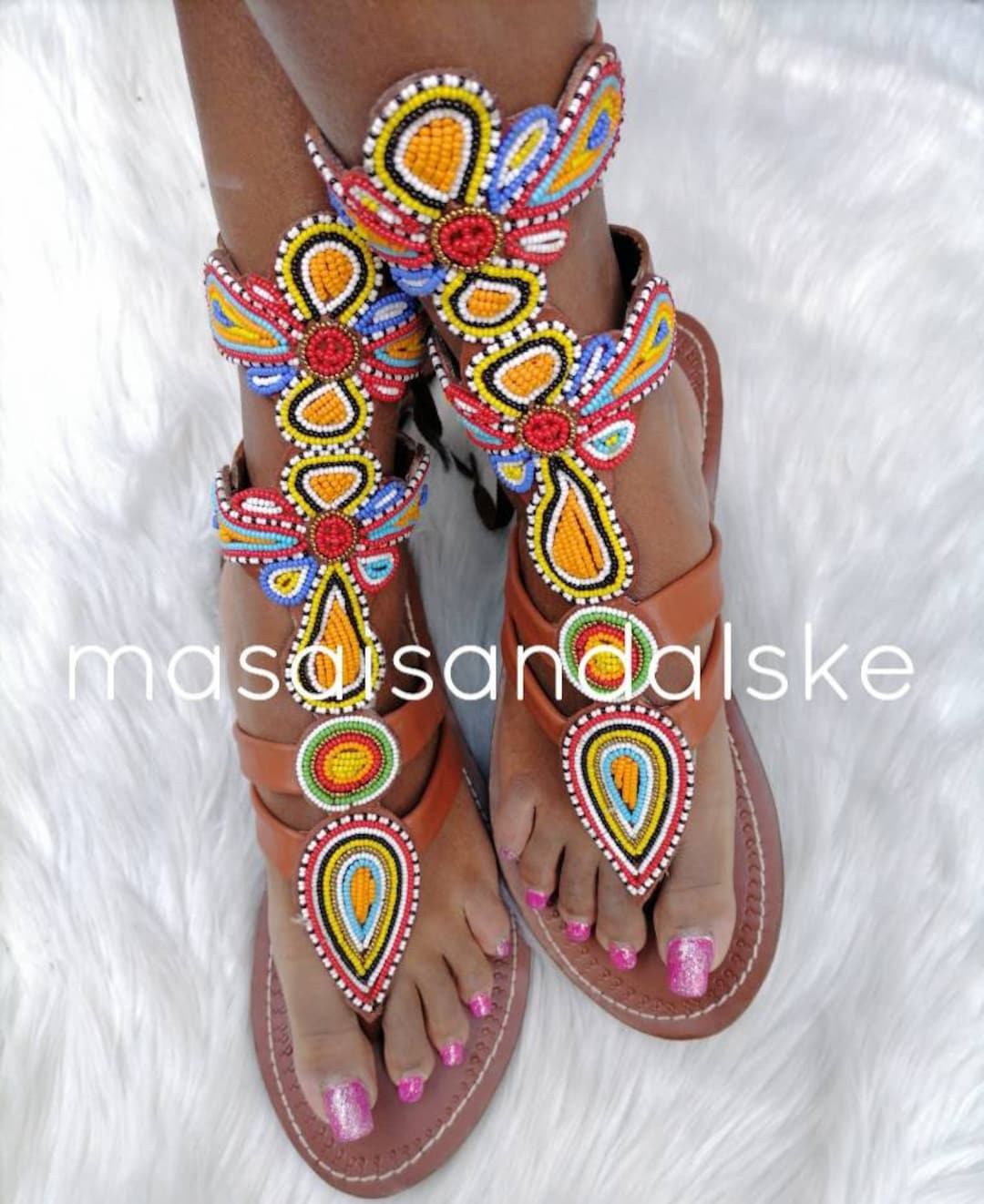 Long Gladiator Sandals , Maasai Sandals , African Beaded Sandals ...