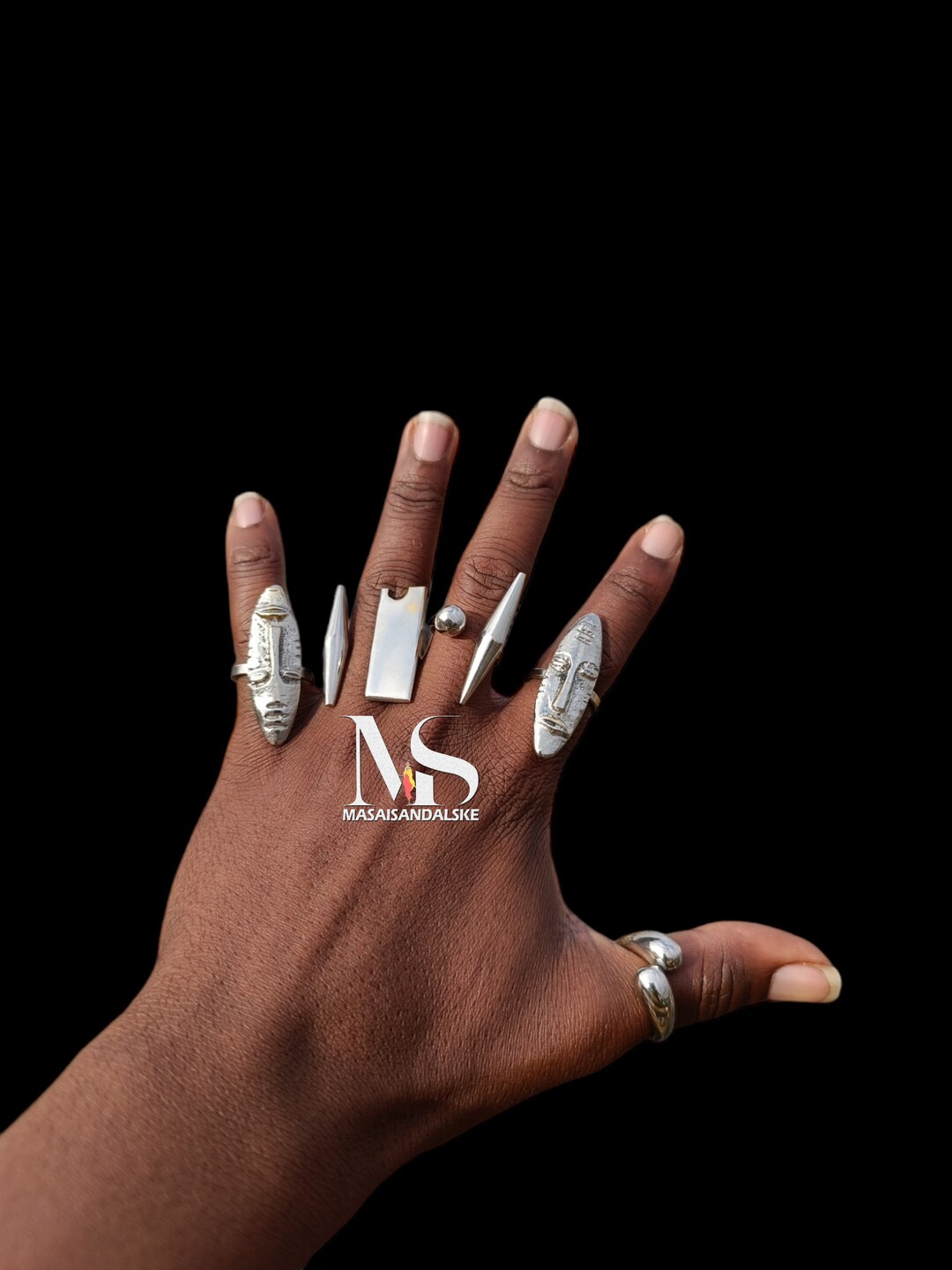 5 African Silver Rings, Silver Jewelry, Adjustable Rings, African Rings ...