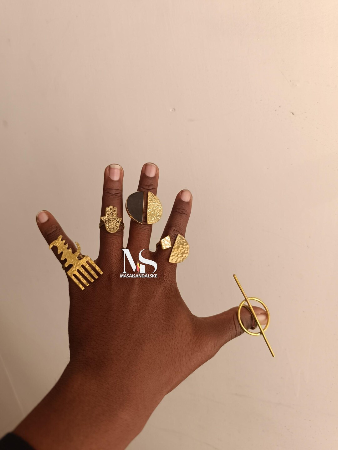 5 Adjustable Rings,brass Rings, African Rings, Statement Rings ...