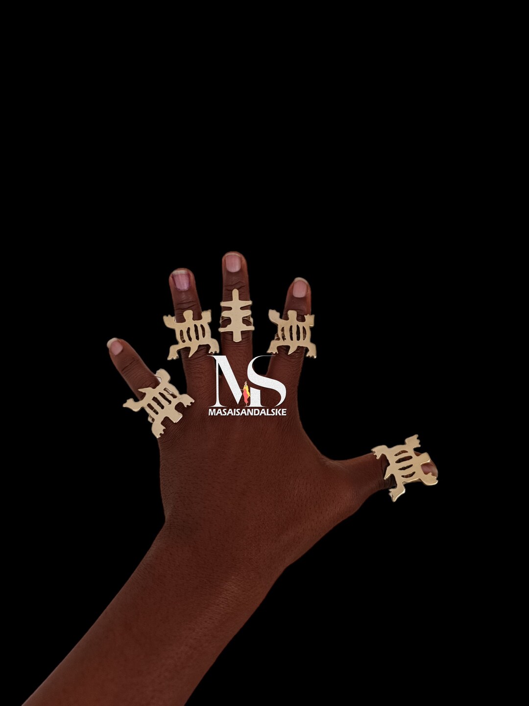 5 Adinkra Brass Rings, Adjustable Rings,brass Rings, African Rings ...