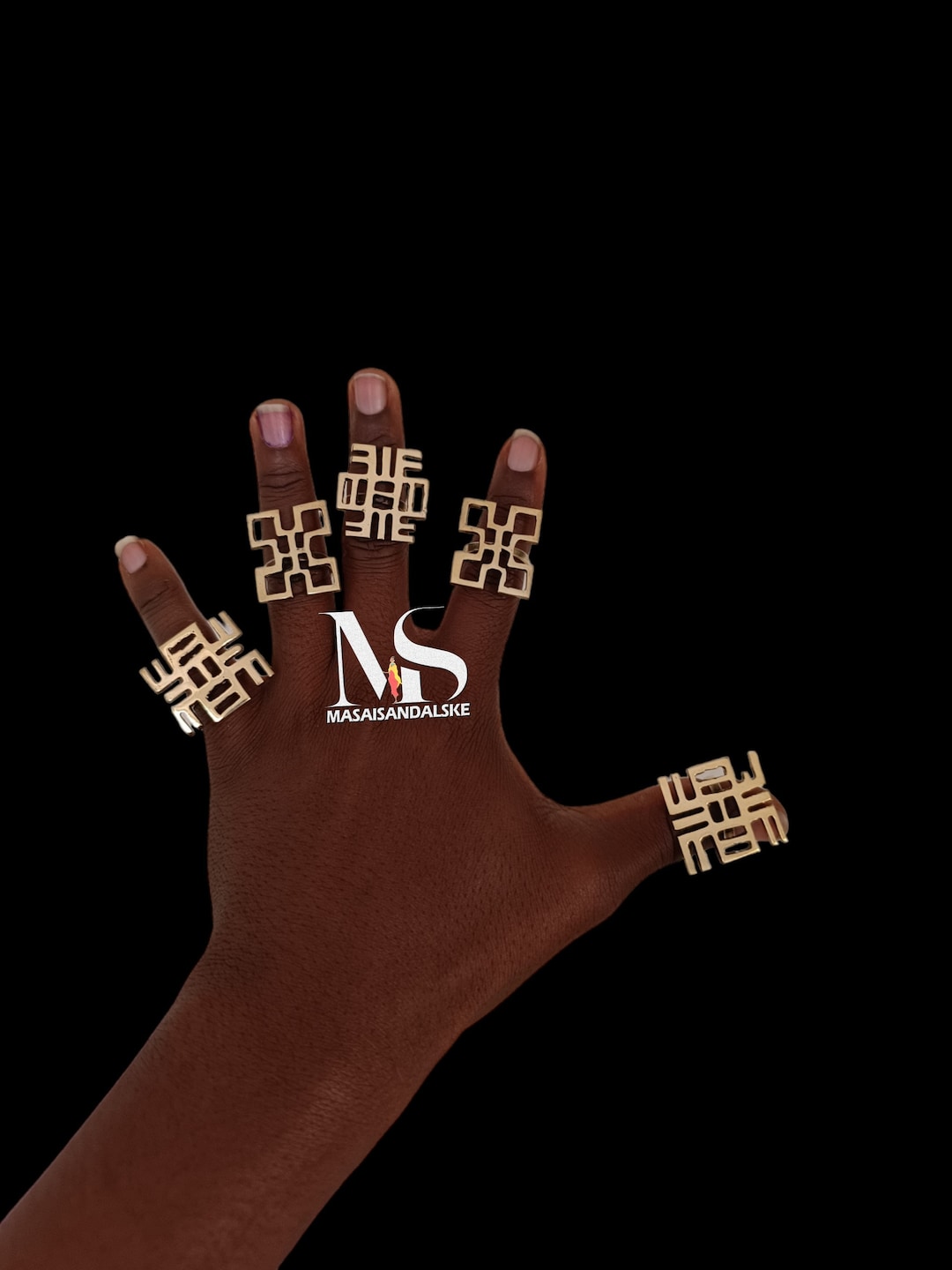 5 Adinkra Brass Rings, Adjustable Rings,brass Rings, African Rings ...