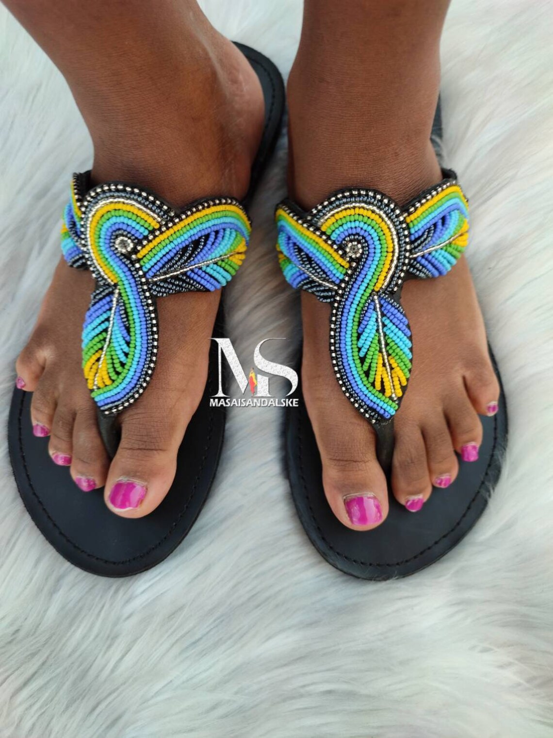 Custom Made Sandals African Beaded Sandals Colorful - Etsy