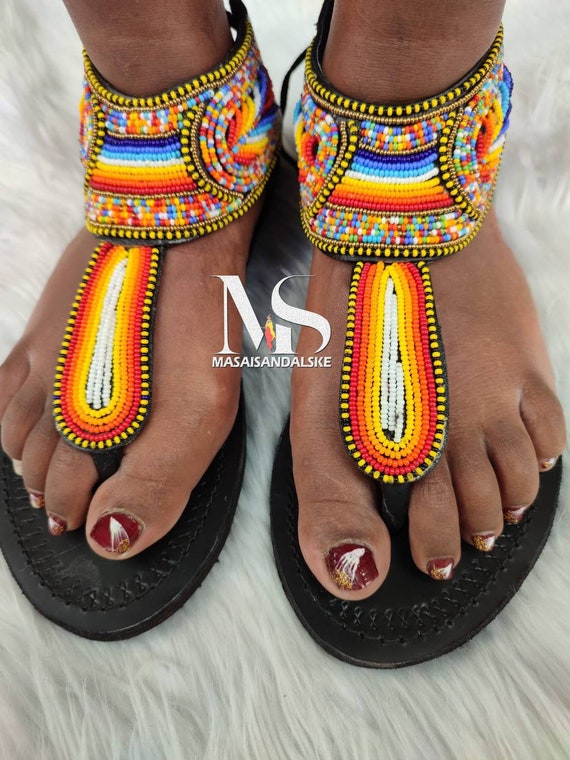 Maasai Sandals Women Leather Sandals Summer Sandals | Etsy