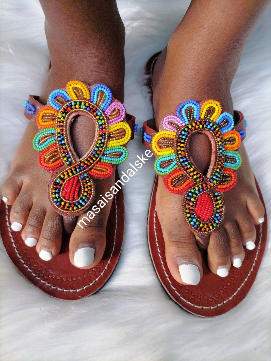 Handmade Maasai Leather Sandals, African Beaded Boho Footwear - Etsy