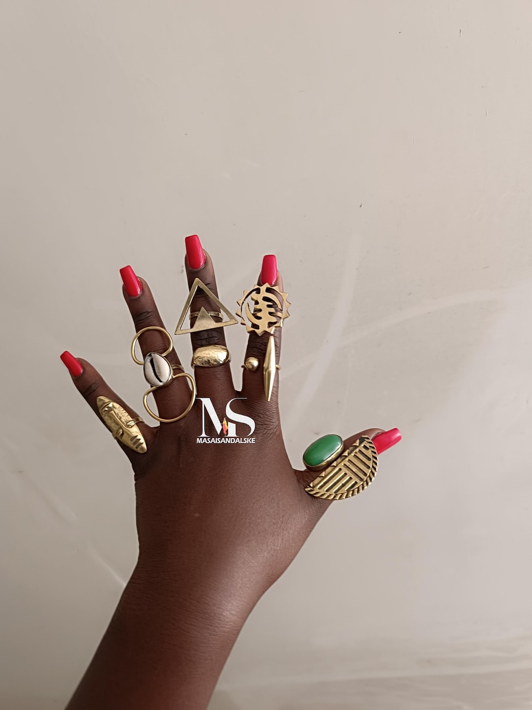 7 Adjustable Brass Rings, Brass Rings, African Rings, Statement Rings ...