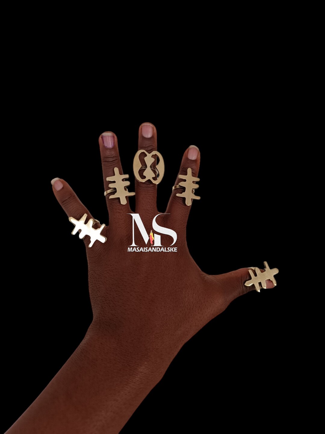5 Adinkra Brass Rings, Adjustable Rings,brass Rings, African Rings ...