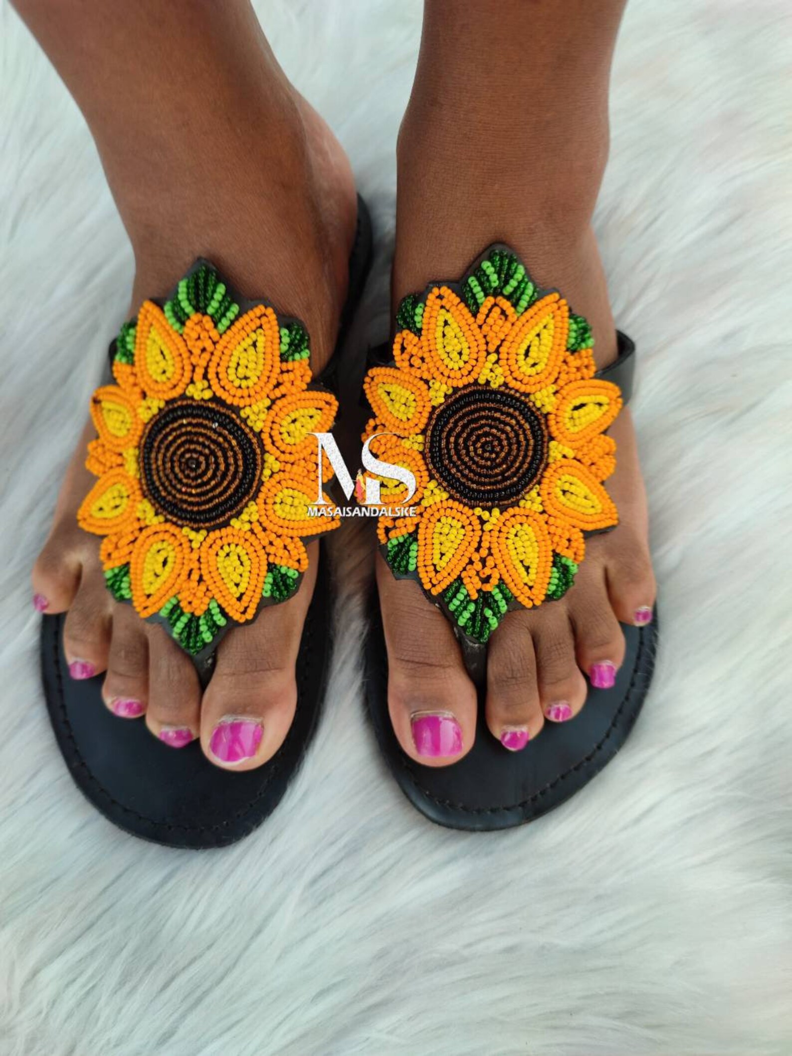 African Maasai Sandals Beaded Leather Sandals Summer - Etsy