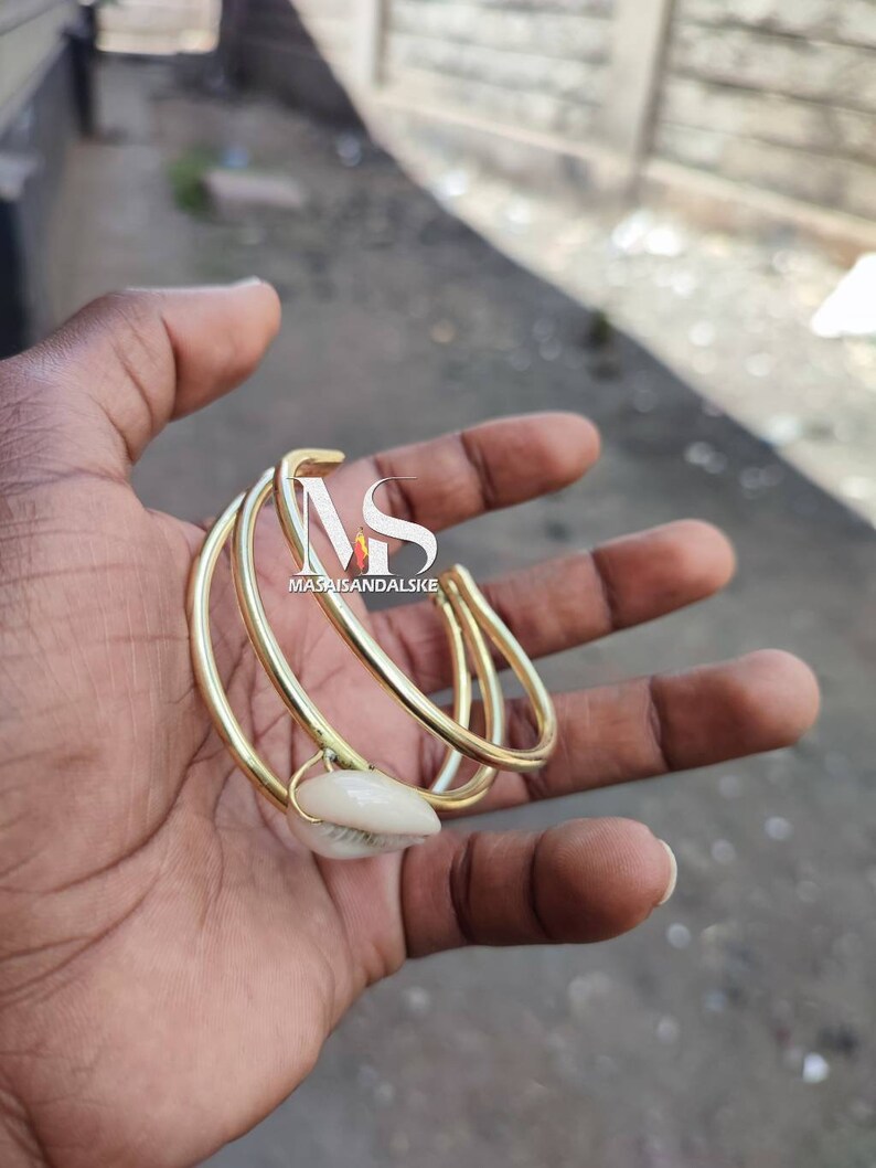 5 Cowrie Shell Bracelets african Brass and Cowrie Bracelets - Etsy