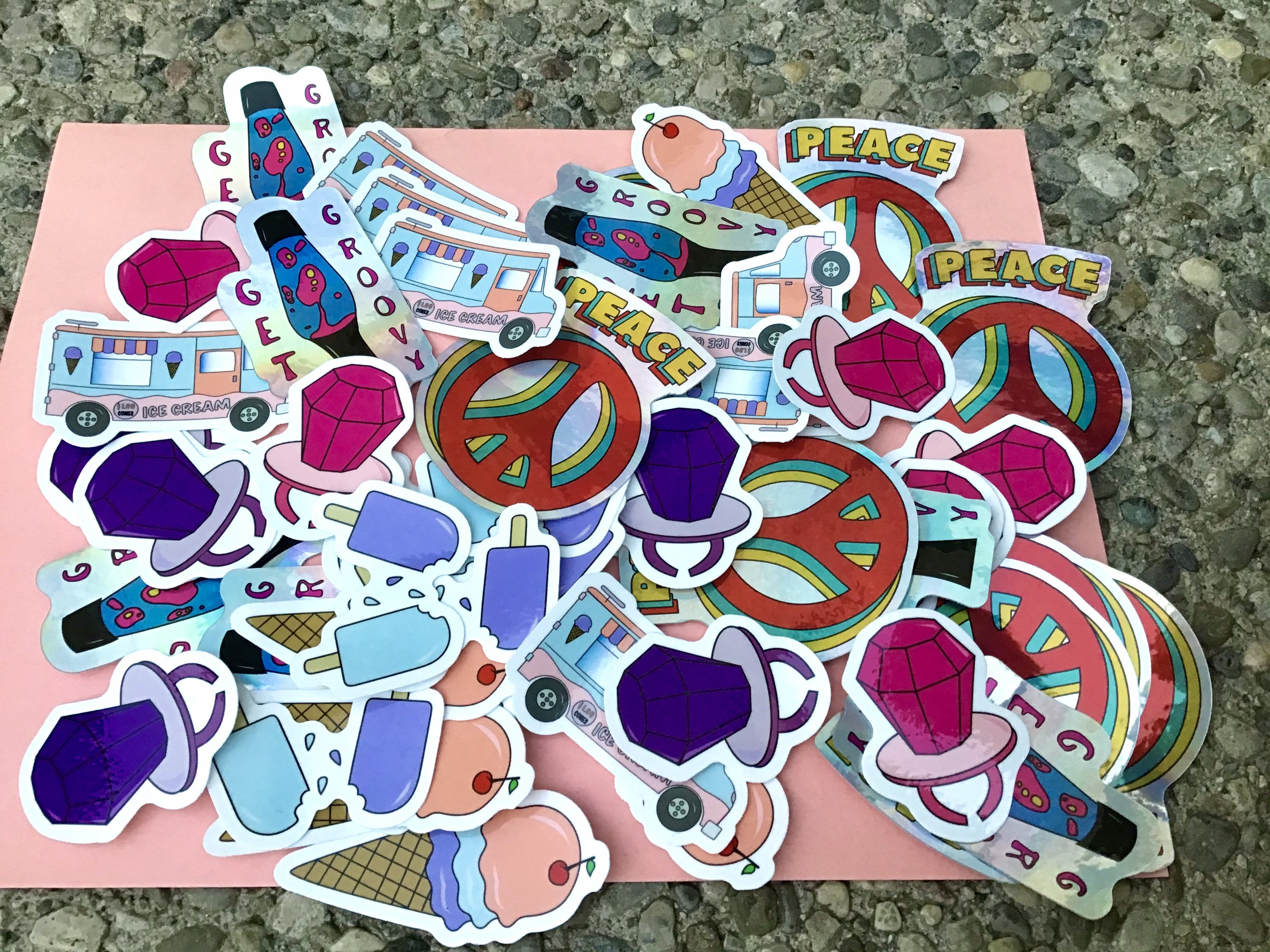 Ice Cream Sticker Pack - Cute Ice Cream Cone, Popsicle and Ice Cream ...