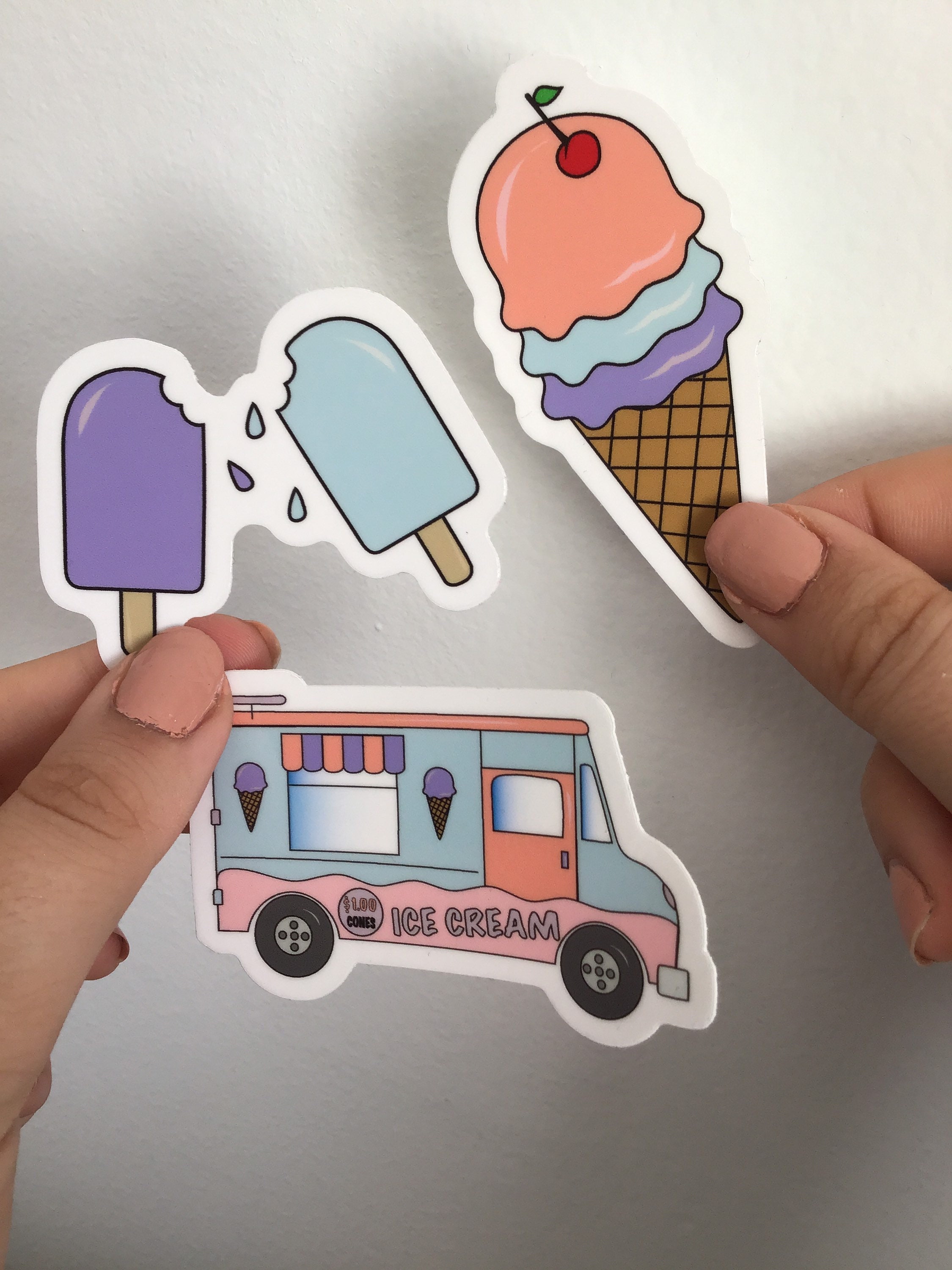 Ice Cream Sticker Pack - Cute Ice Cream Cone, Popsicle and Ice Cream ...