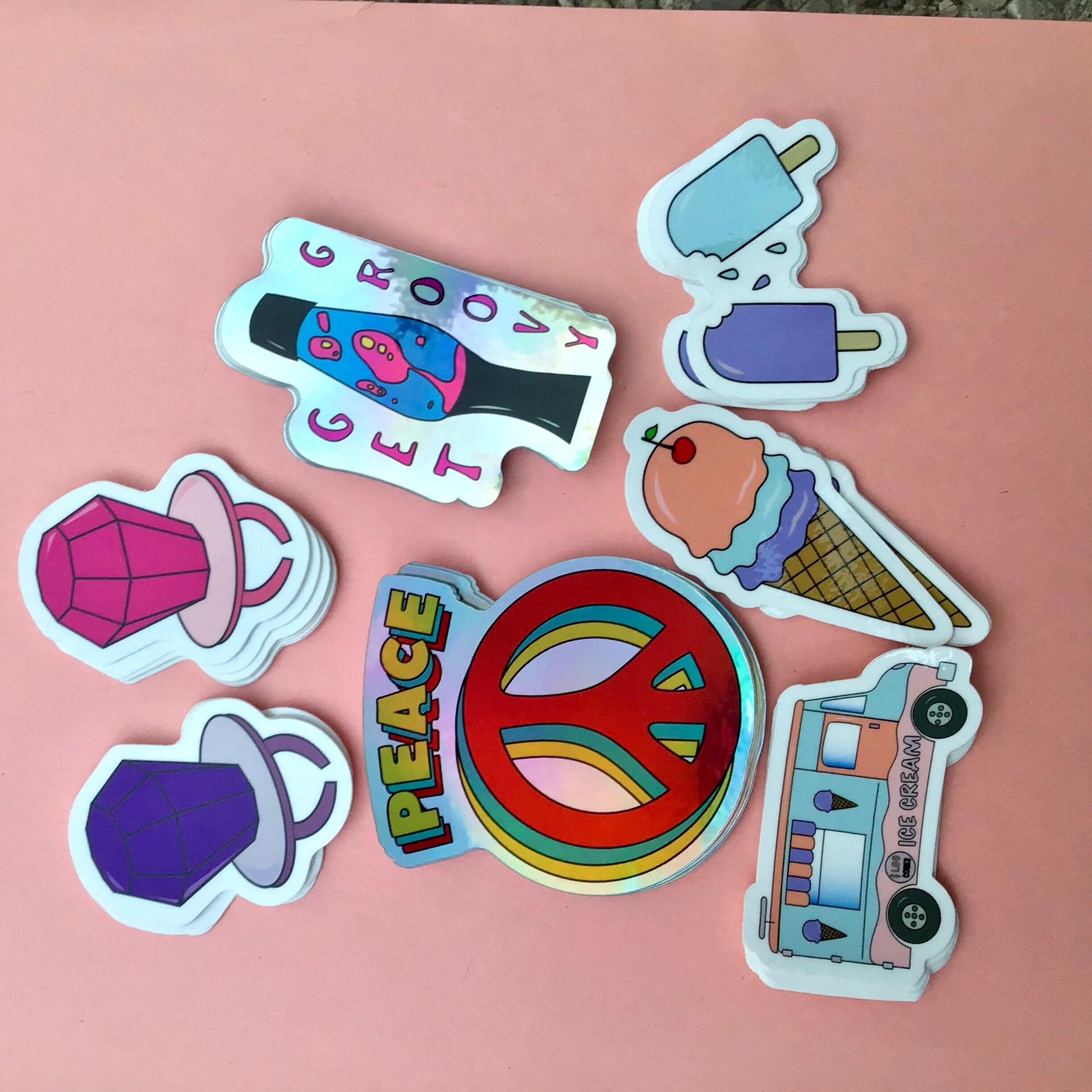 Ice Cream Sticker Pack - Cute Ice Cream Cone, Popsicle and Ice Cream ...