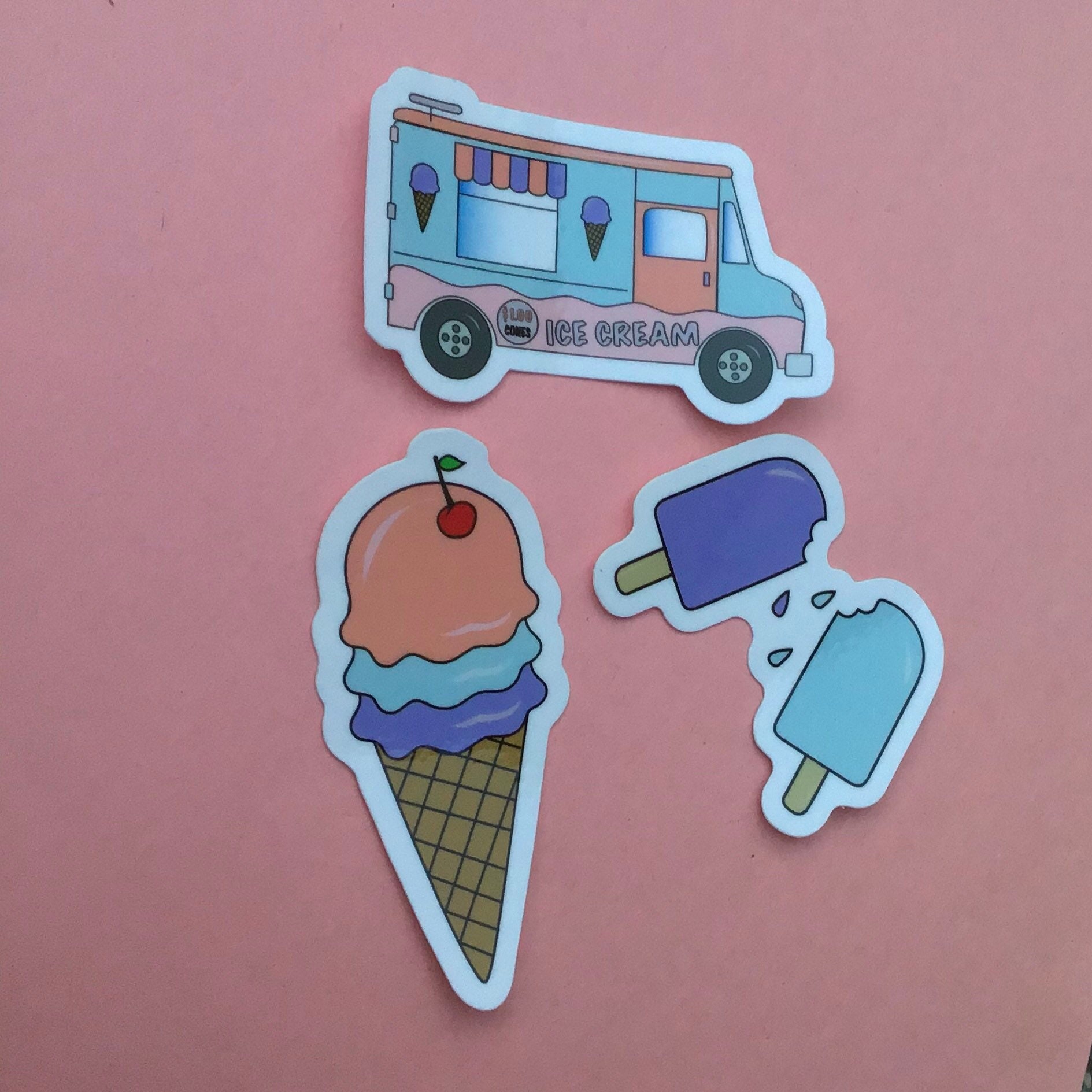 Ice Cream Sticker Pack - Cute Ice Cream Cone, Popsicle and Ice Cream ...