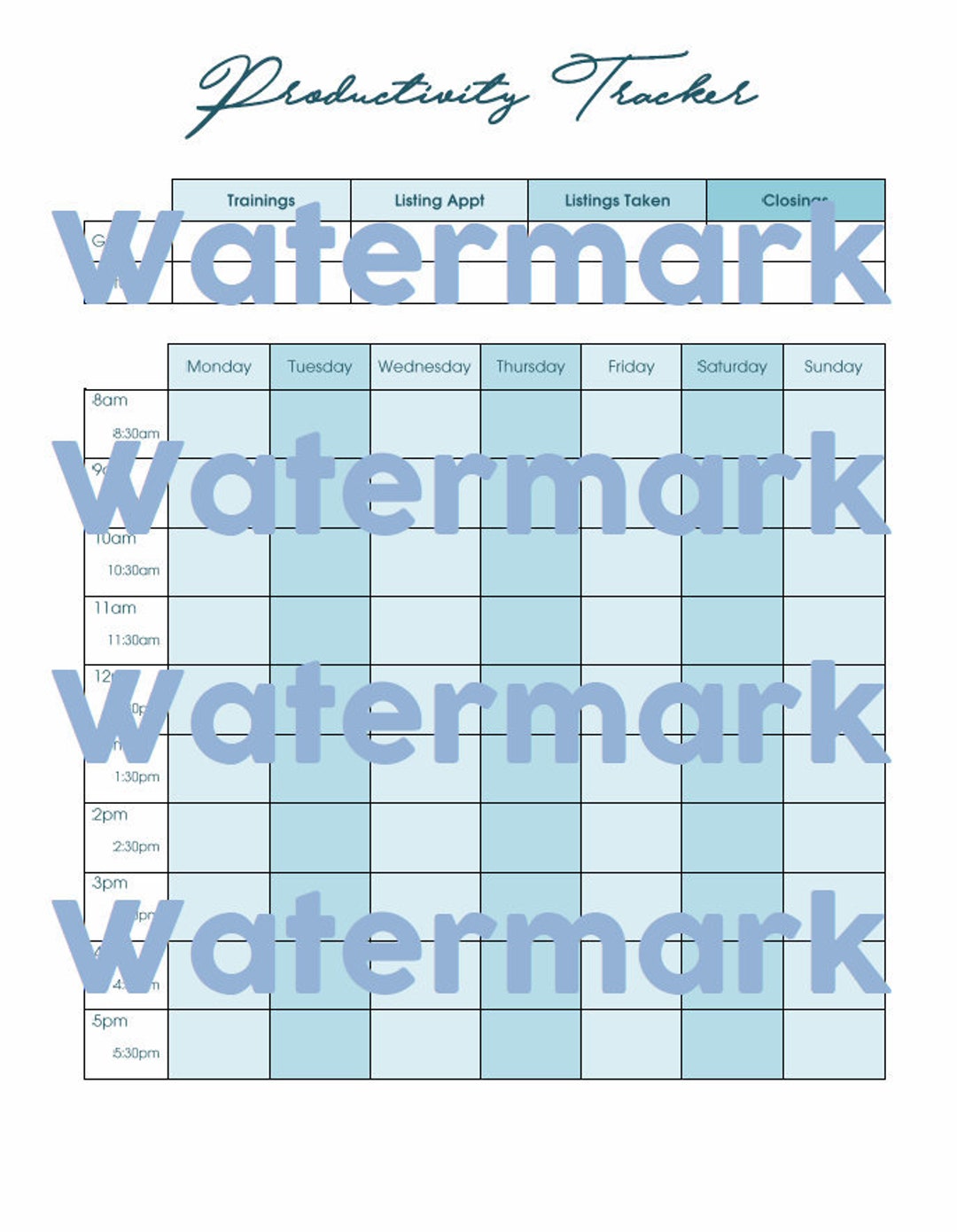 Real Estate Weekly Productivity Tracker - Etsy