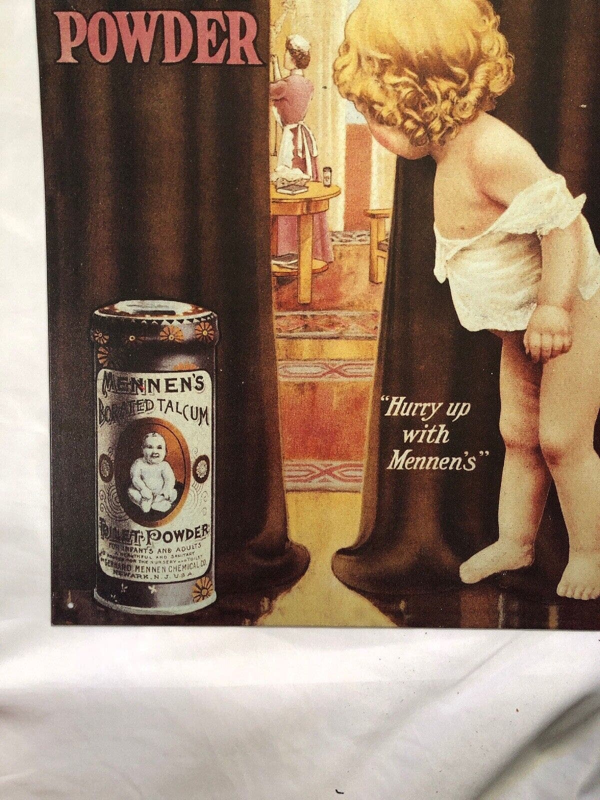 Mennen's Toilet Powder Tin Promotional Vintage Sign 1990s Ads 13 X 16in ...