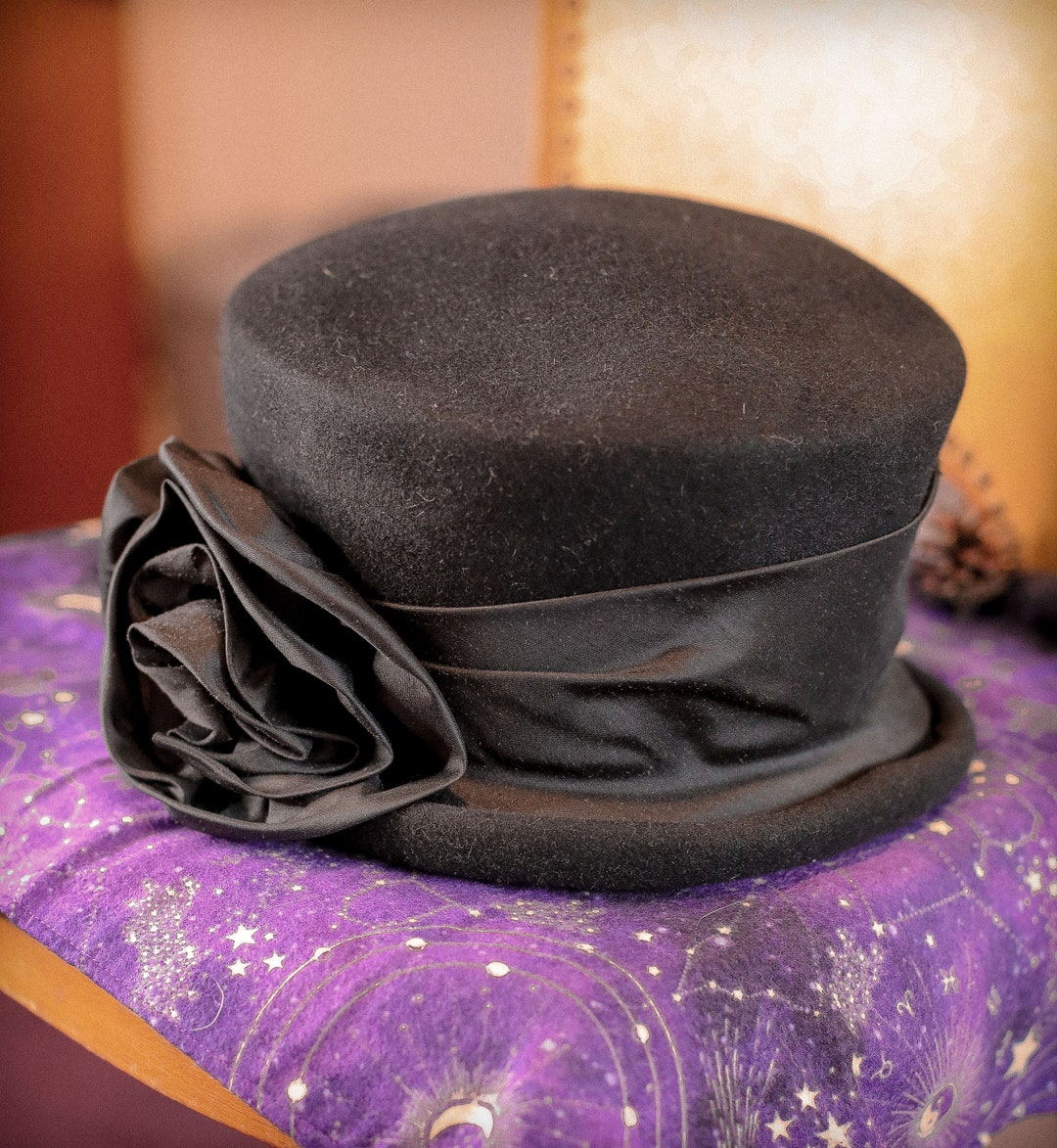 Black Fine Felt Cloche Hat - Etsy