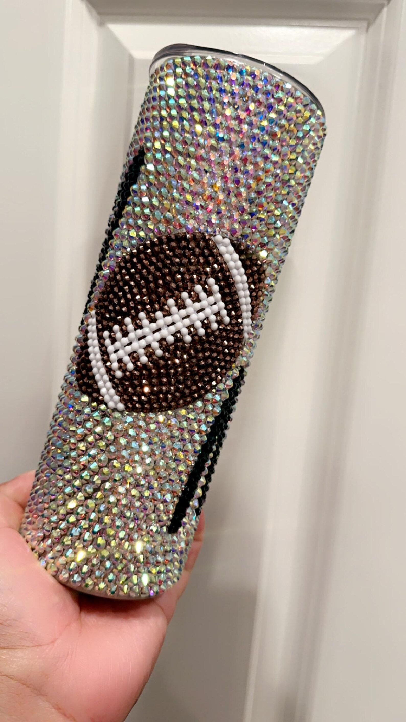 Rhinestone Tumbler Custom Made, 20 OZ Stainless Steel. Football MOM ...